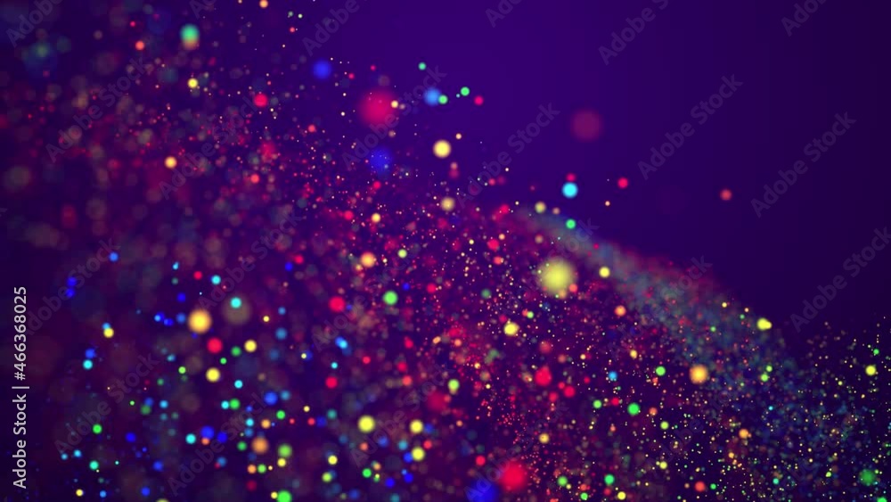 Awesome bg with magic particles fly in air, bokeh effects, DOF. Glowing ...