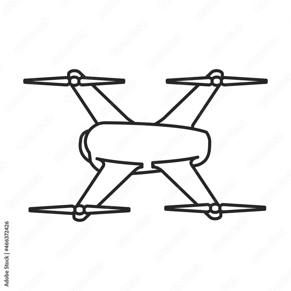 Drone outline vector icon.Outline vector illustration quadcopter ...