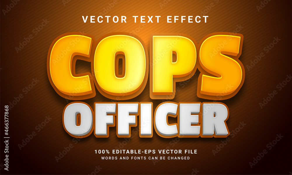 Cops officer 3D text effect, editable text style and suitable for game ...
