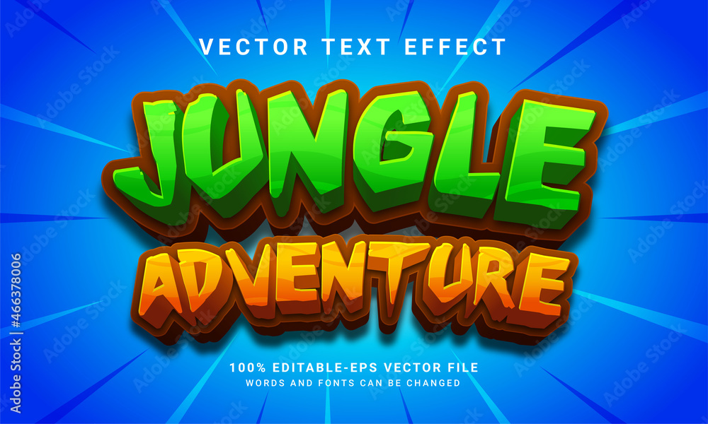 Grafika wektorowa Stock: Jungle adventure 3D text effect, editable text ...