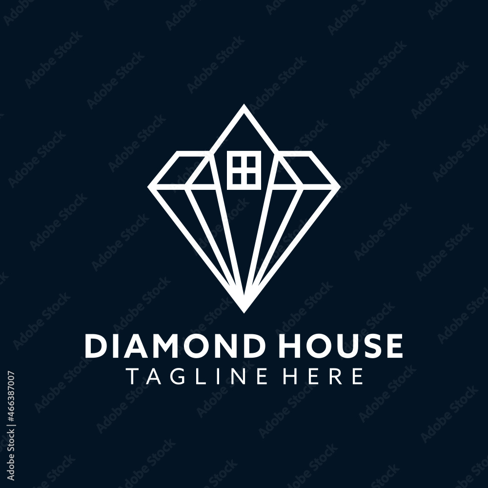 Luxury diamond house line art minimalist logo design Stock Vector ...
