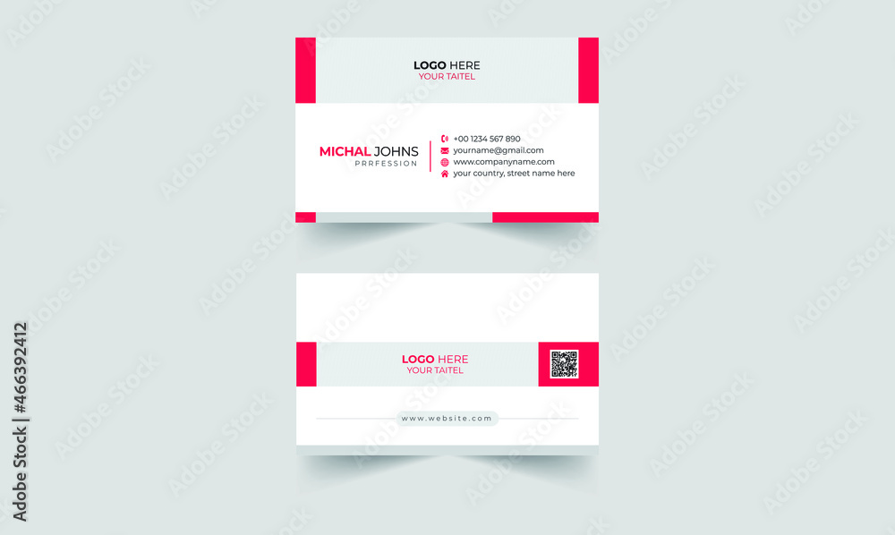 Creative and Clean Double-sided Business Card Template. Portrait and ...