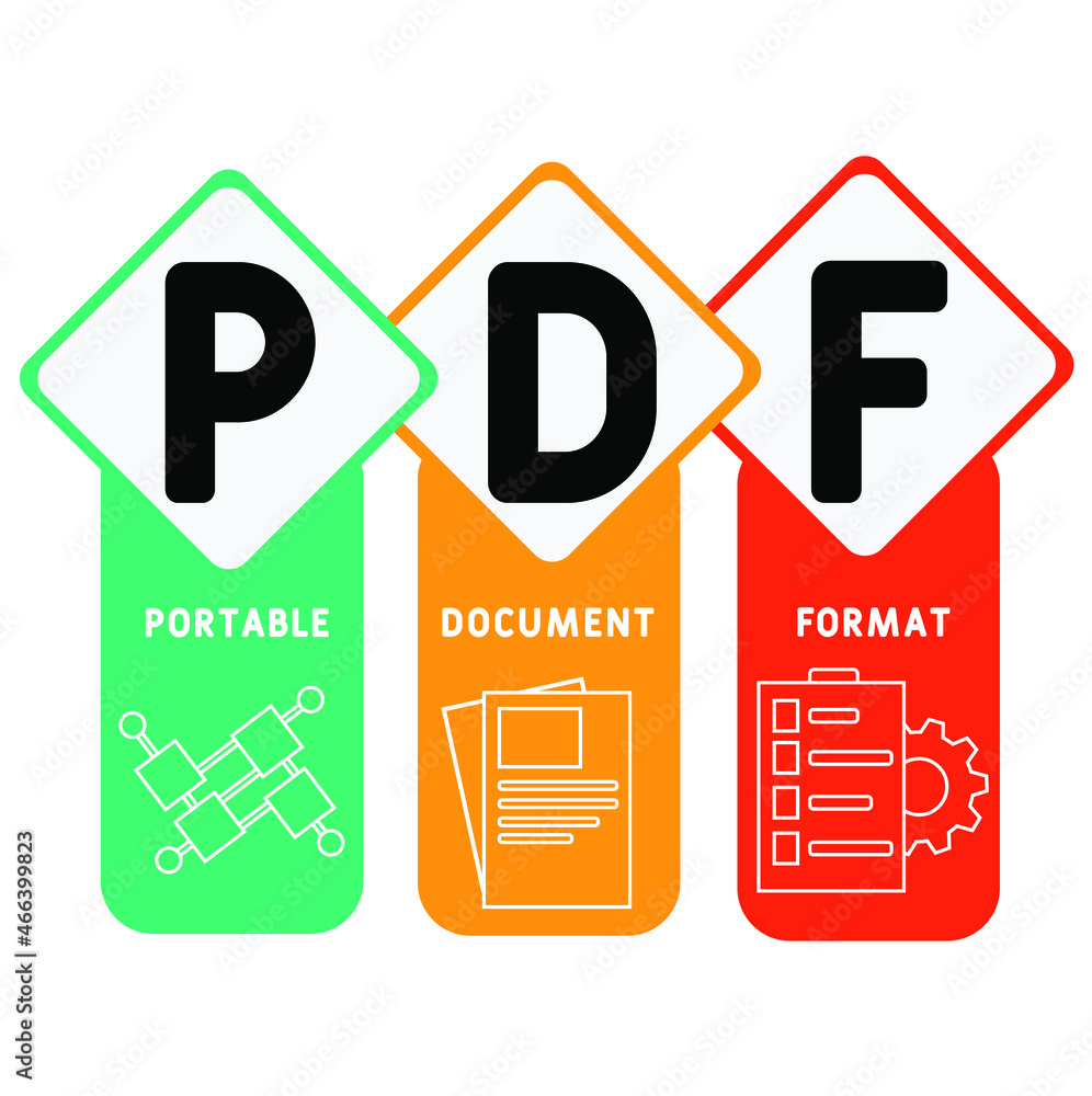 Pdf Portable Document Format Acronym Business Concept Background Vector Illustration Concept