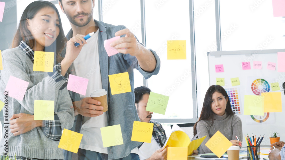 Diversity multi ethnic group brainstorming teams with business partner ...