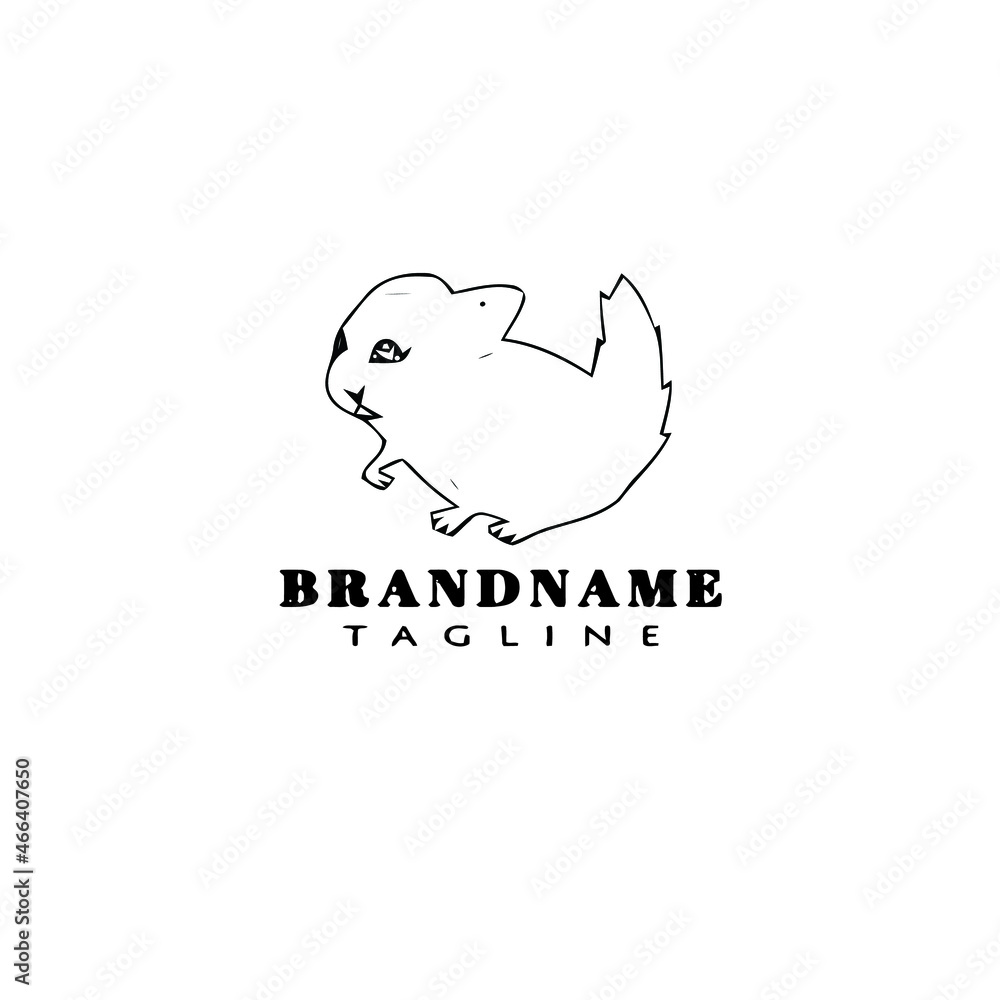 cute chinchilla cartoon logo icon design template black isolated vector ...
