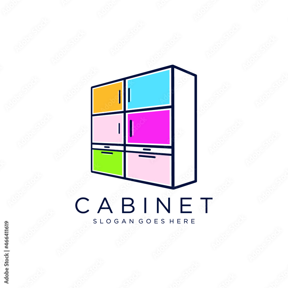 cabinet logo. home interior cabinet vector illustration. cabinet set ...
