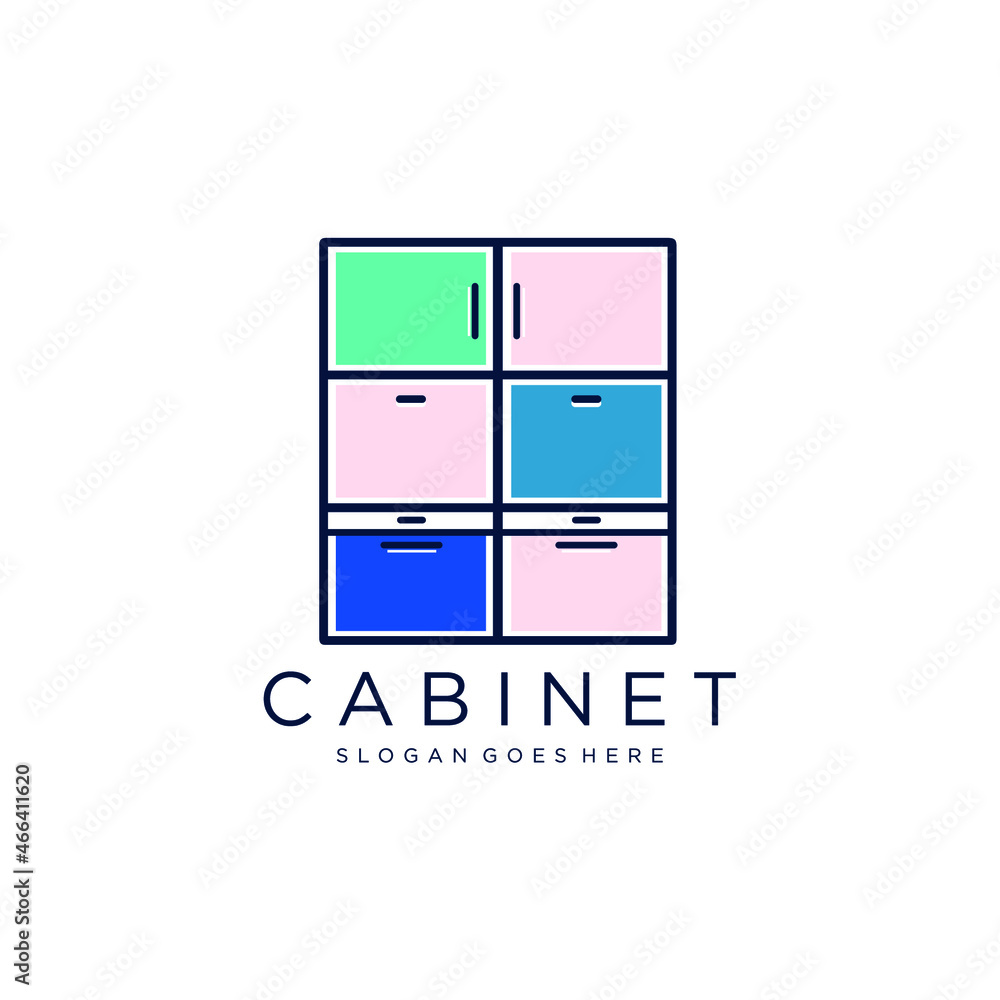 cabinet logo. home interior cabinet vector illustration. cabinet set ...