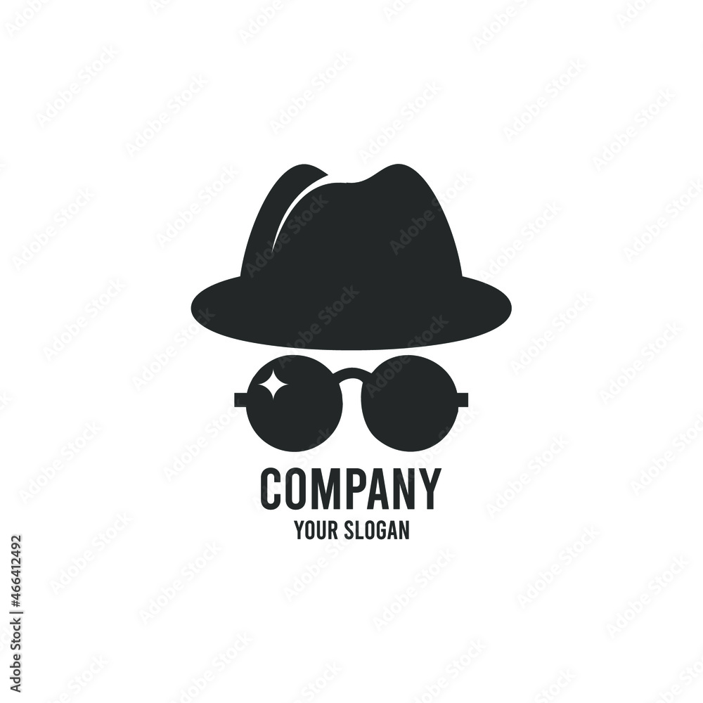 hat logo with sunglasses. classic style hat and glasses vector ...