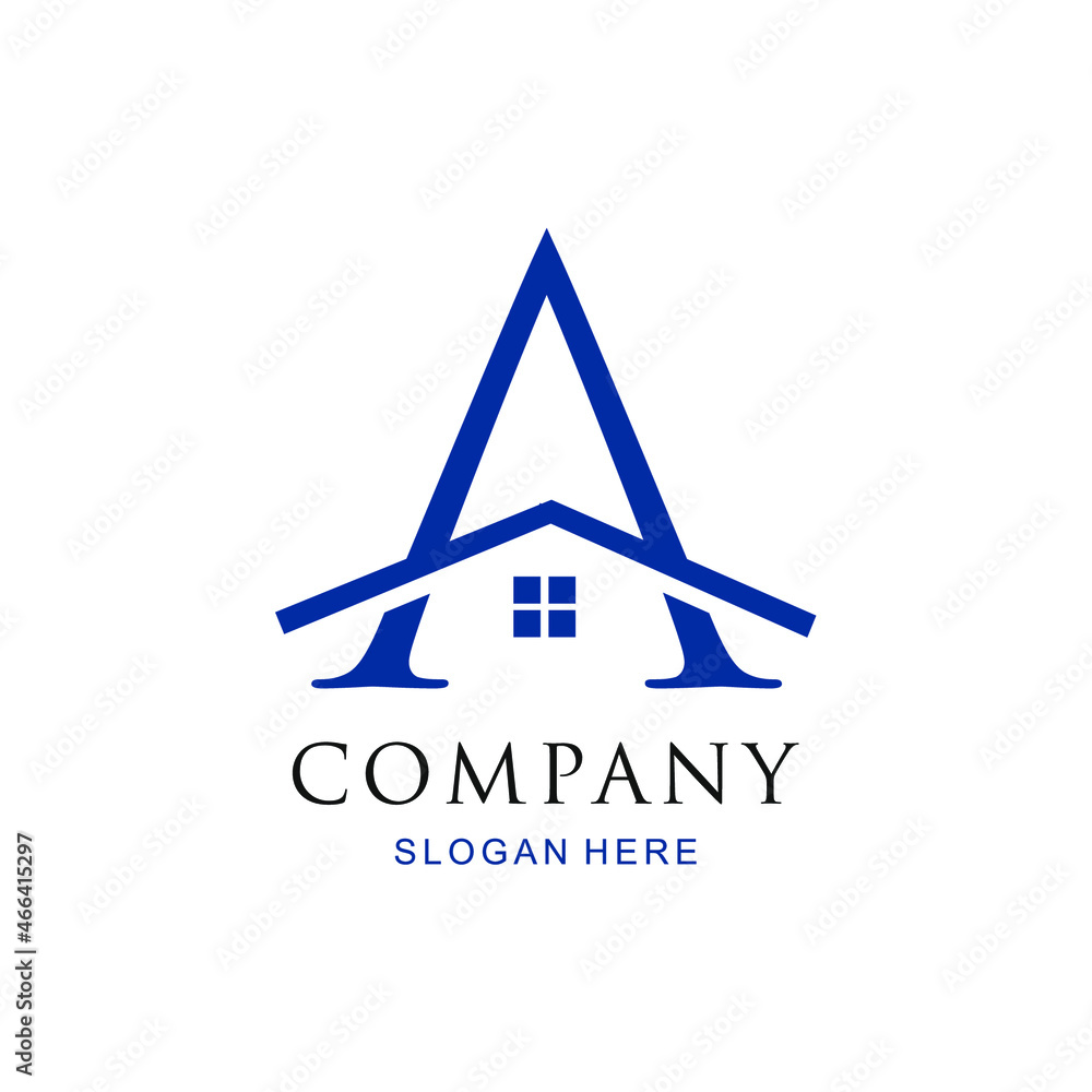 letter A and house logo. house roof line art combination Stock Vector ...