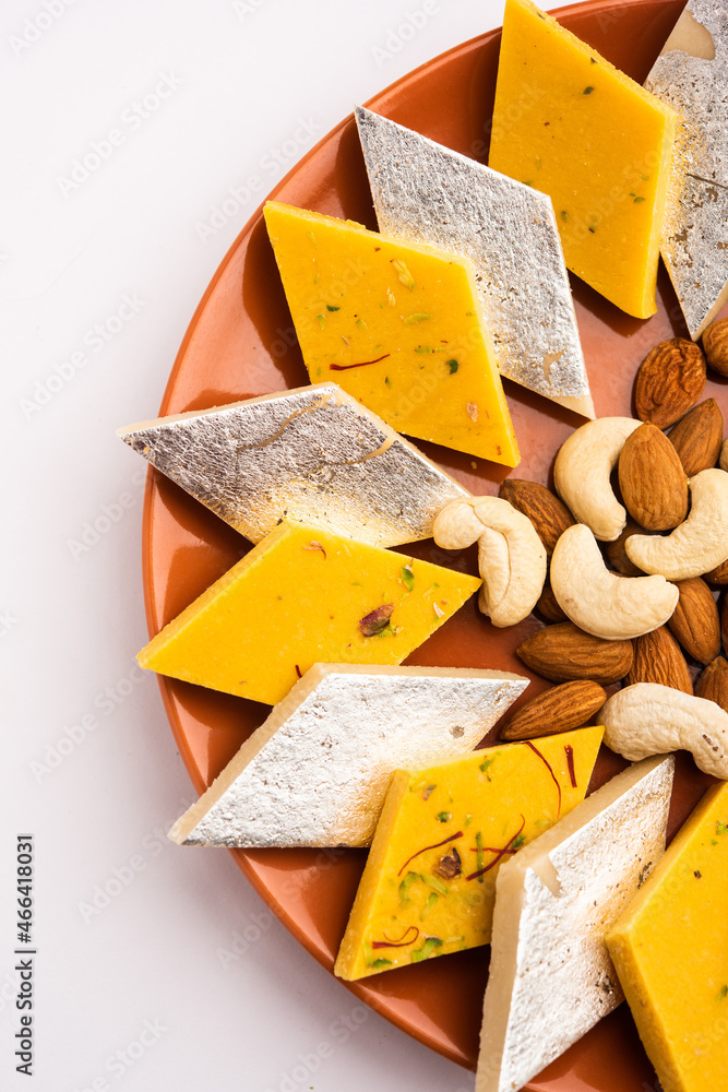 Badam and Kaju Katli or Almond Cashew Barfi Stock Photo | Adobe Stock