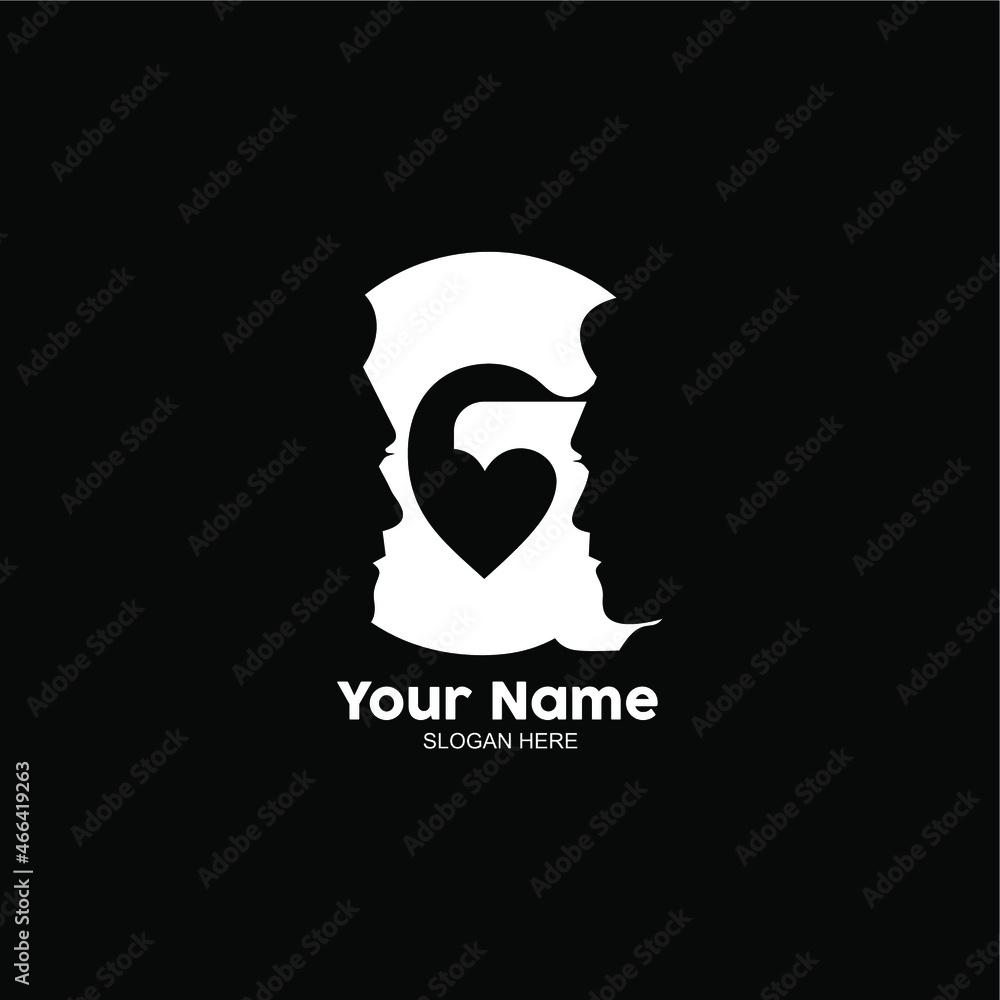 letter G logo with male face. silhouette of letter G with male face ...