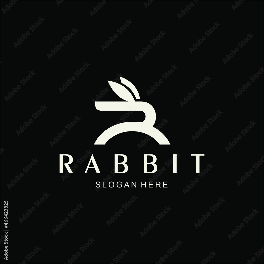 Vector logo of letter R and rabbit ears. an abstract combination of the ...