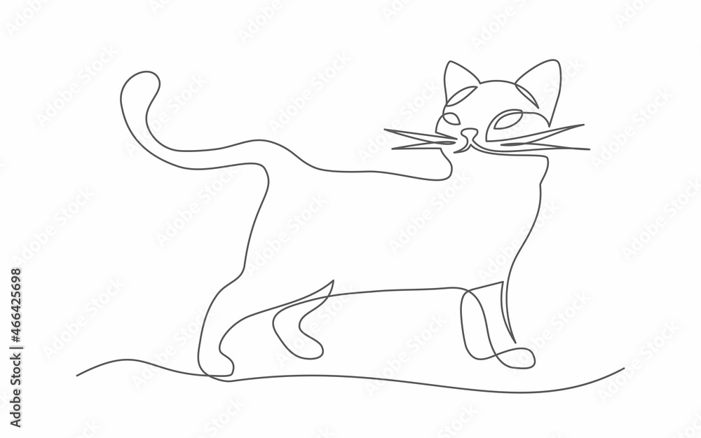 Cat. One line drawing. Vector cat in line style Stock Vector | Adobe Stock