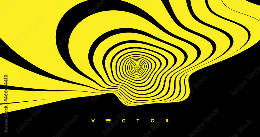 Abstract background made of distorted lines. Pattern with optical illusion. Psychedelic stripes ...