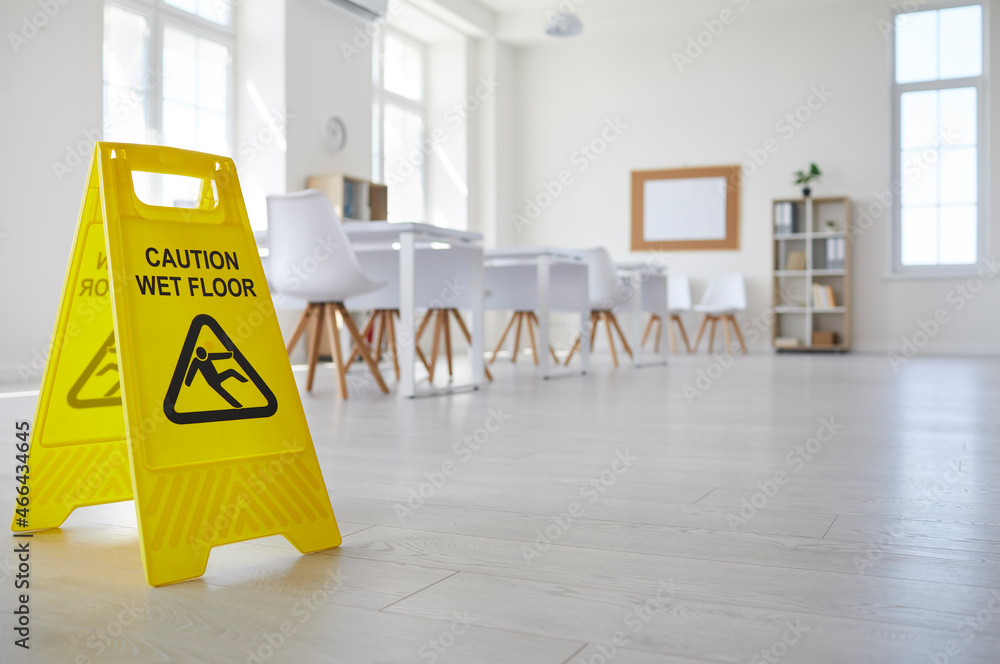 Janitorial or cleaning service plastic sign with figure that slips and ...