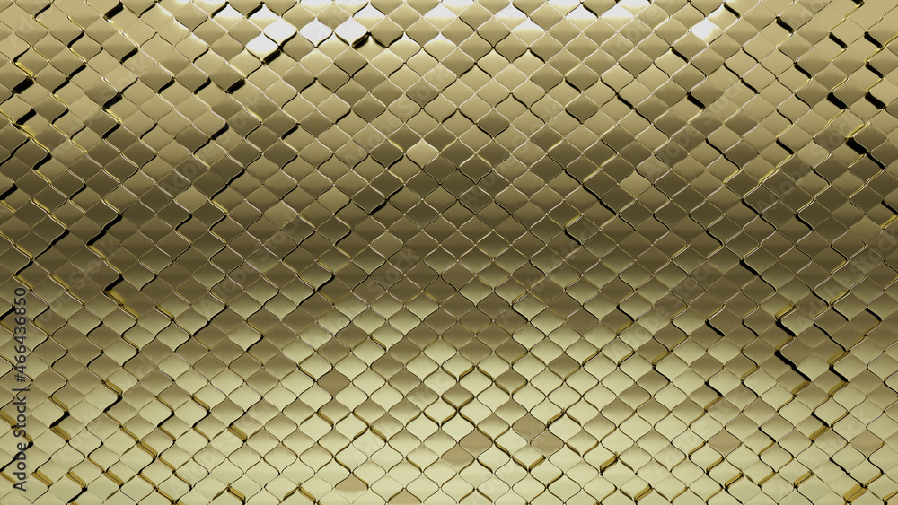 3D, Gold Wall background with tiles. Polished, tile Wallpaper with ...