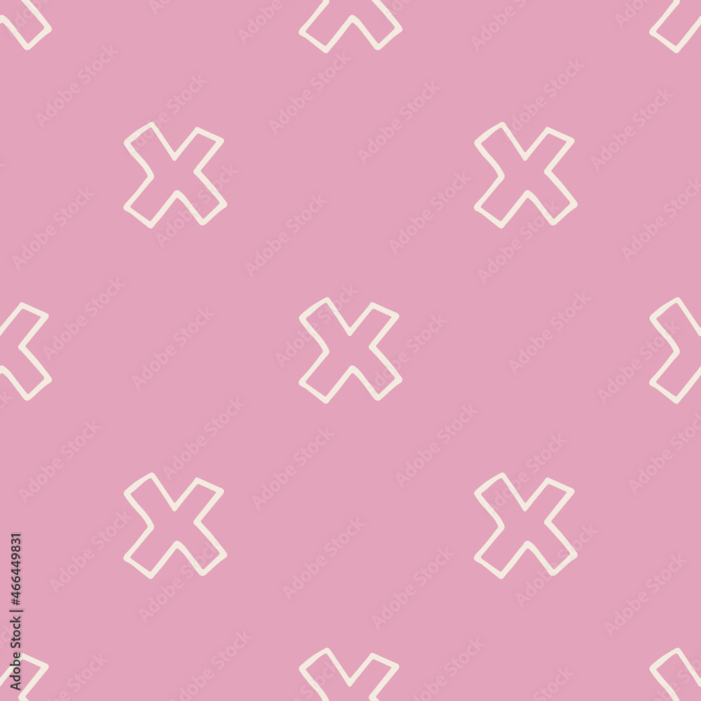 Seamless vector doodle x mark pattern. Hand drawn cross shapes ...