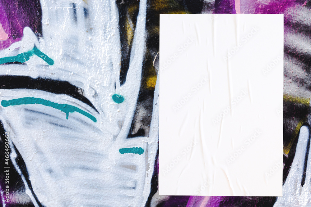 Closeup of colorful messy painted urban wall texture with wrinkled ...