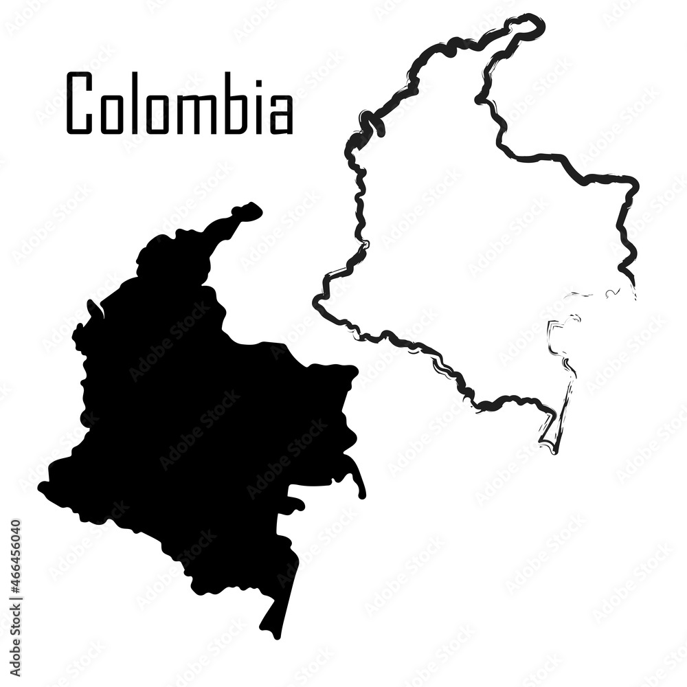 Colombia map black and white vector illustration. map black and white ...