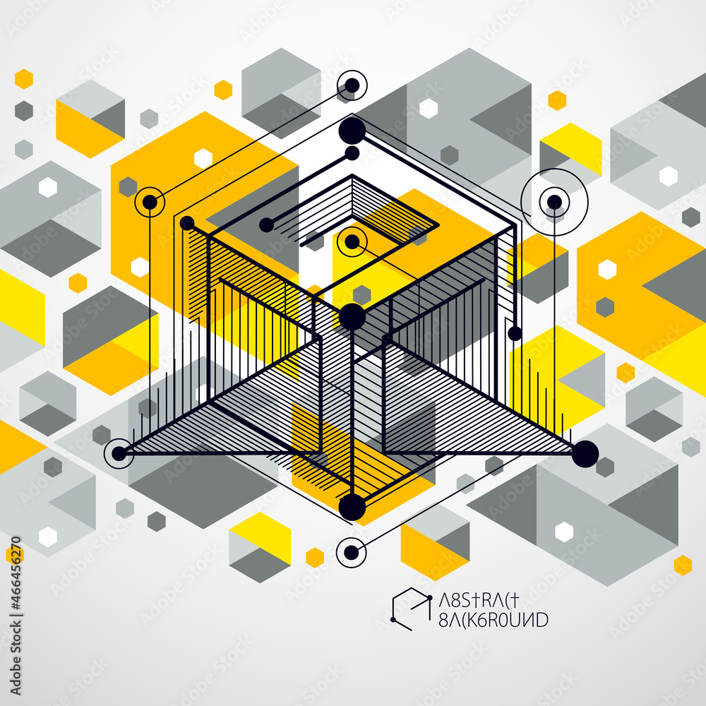 Engineering technology vector yellow wallpaper made with 3D cubes and ...