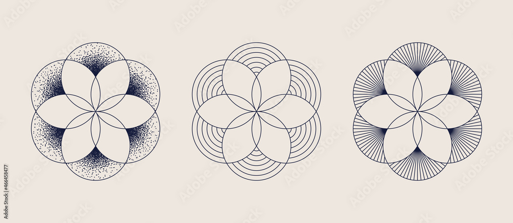 Flower of life symbol, Set of different design elements. Vector ...