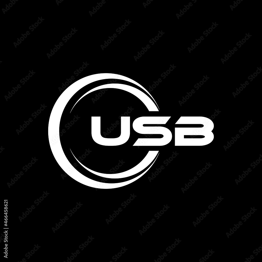 USB letter logo design with black background in illustrator, vector ...