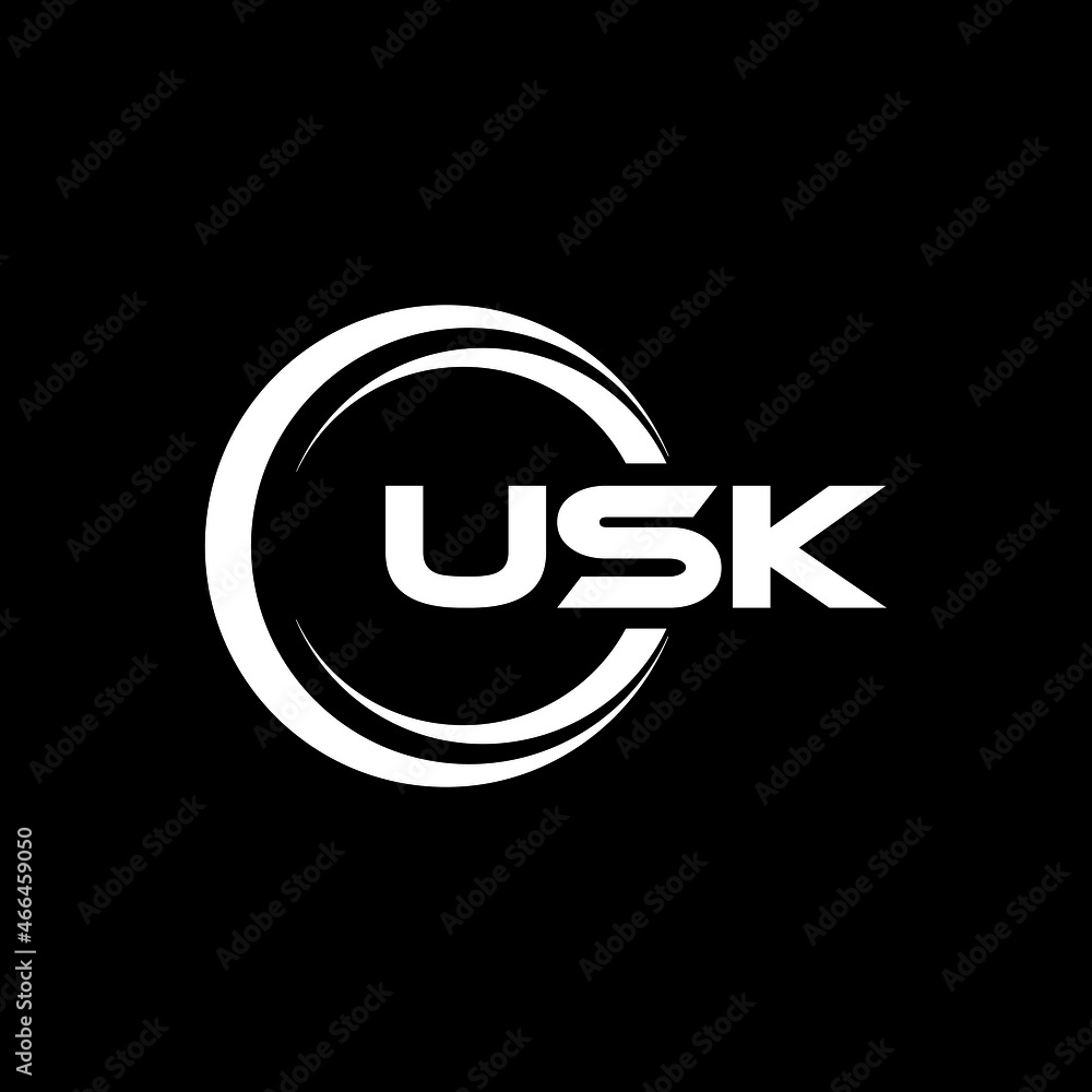 USK letter logo design with black background in illustrator, vector ...