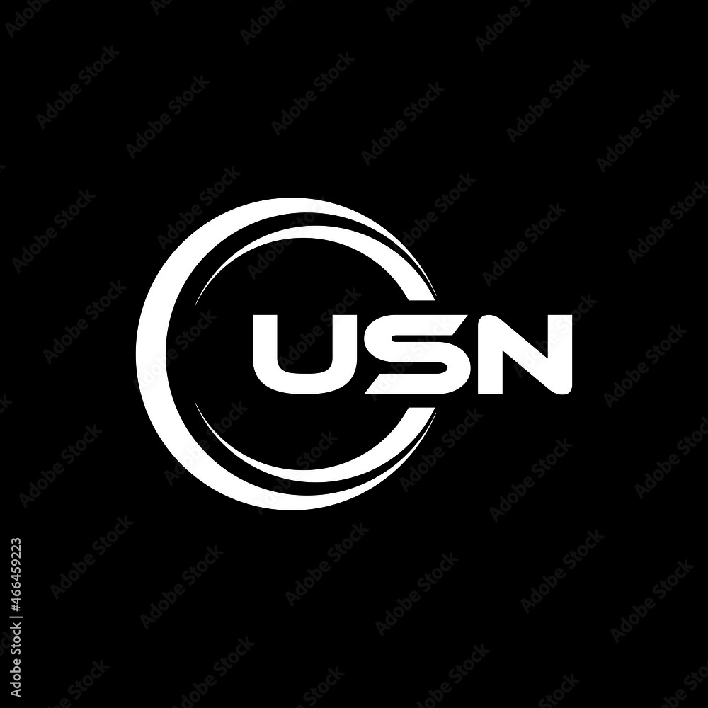 USN letter logo design with black background in illustrator, vector ...