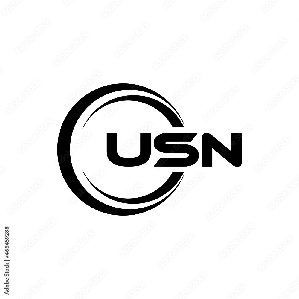 USN letter logo design with white background in illustrator, vector ...