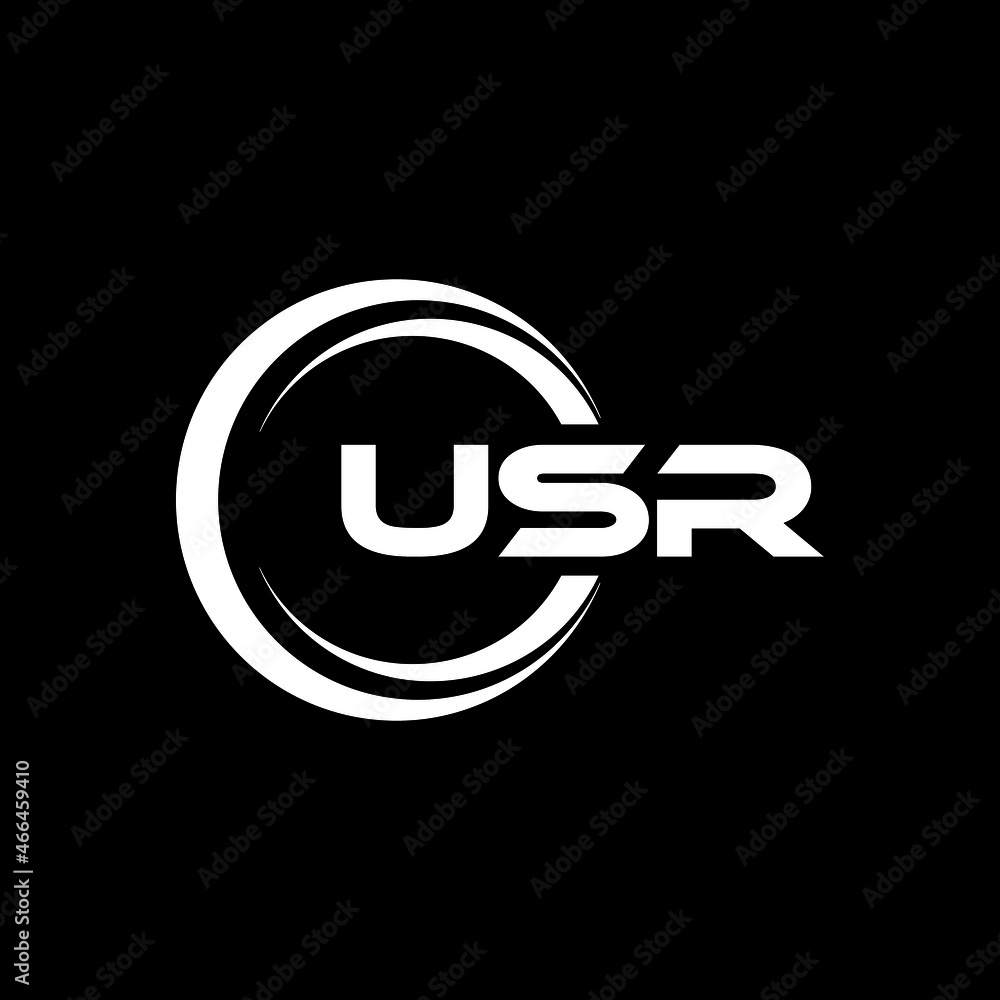 USR letter logo design with black background in illustrator, vector ...