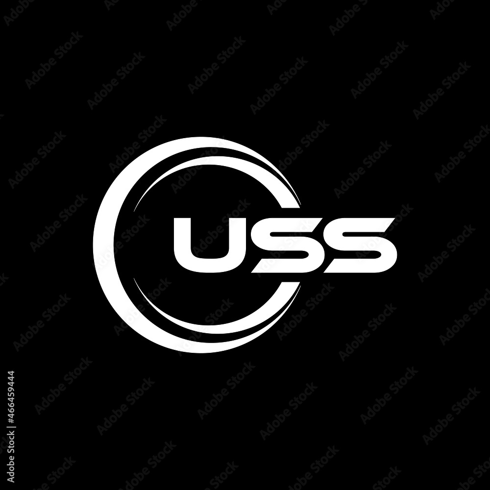 Vetor do Stock: USS letter logo design with black background in ...