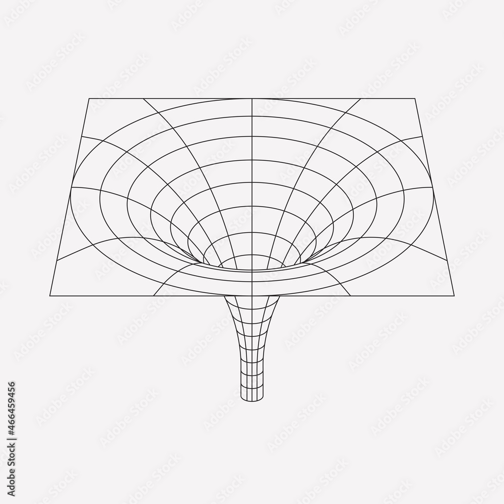 Black hole wireframe geometric shape. Line design, editable strokes ...