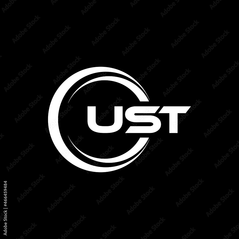 UST letter logo design with black background in illustrator, vector ...