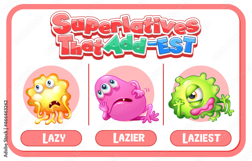 Comparative and Superlative Adjectives for word lazy Stock Vector ...