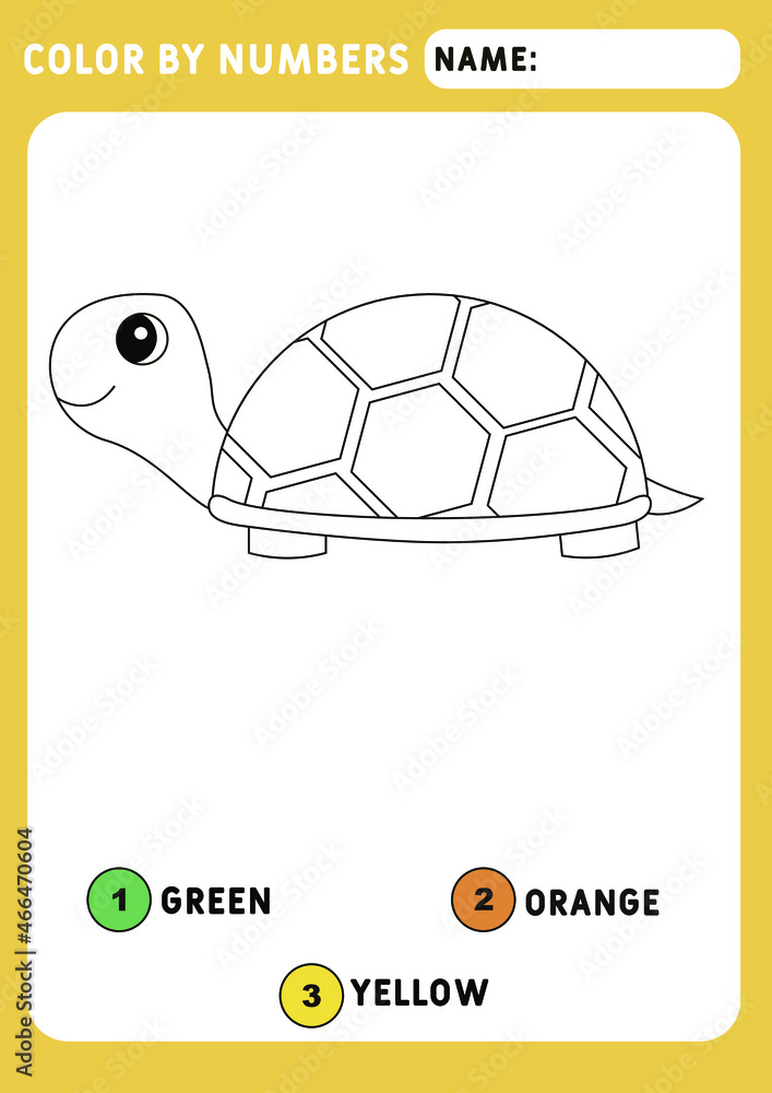 Coloring page with turtle. Color by numbers educational children game ...