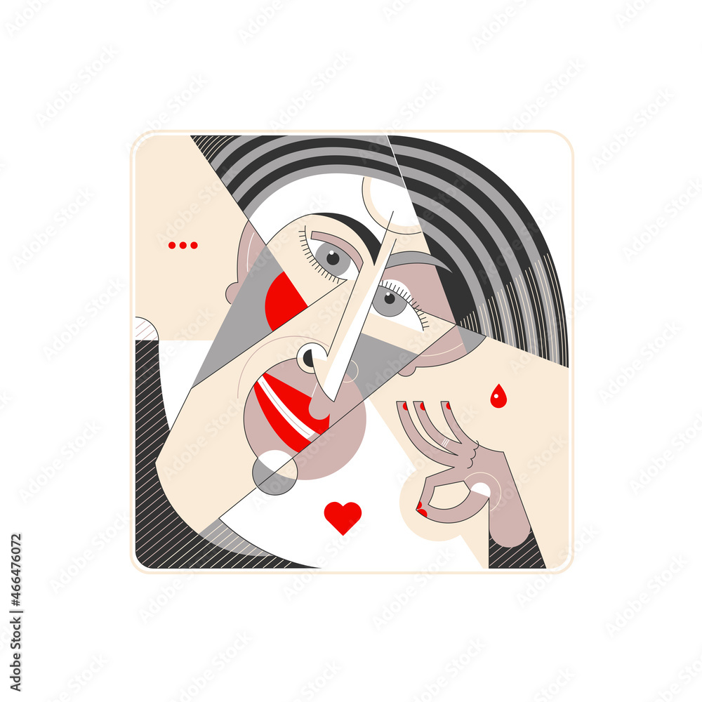 the happy face of a person in the geometry style, smiling with a wide ...