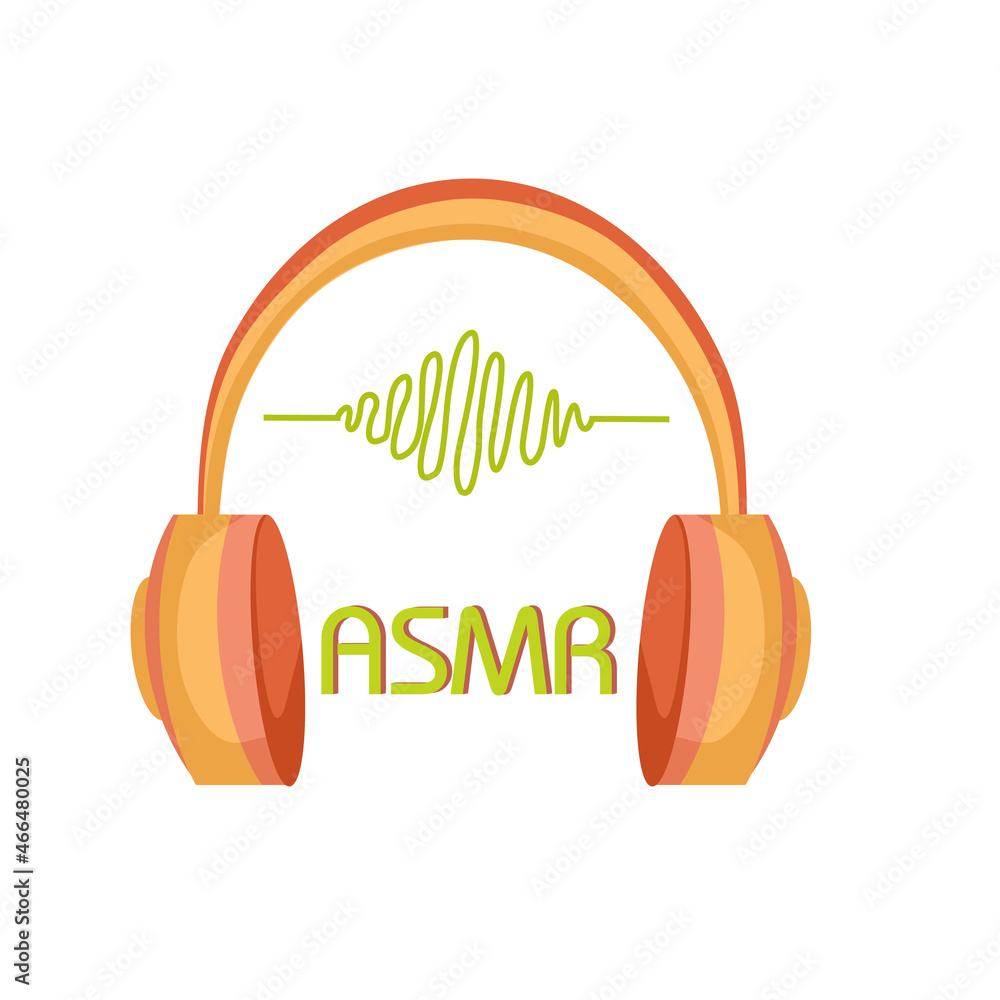 Autonomous sensory meridional response. ASMR logo. Headphones and sound ...