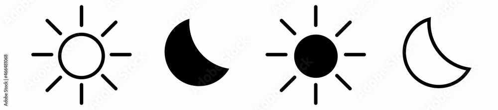 Light and Dark mode buttons vector set. Isolated light, dark, night ...