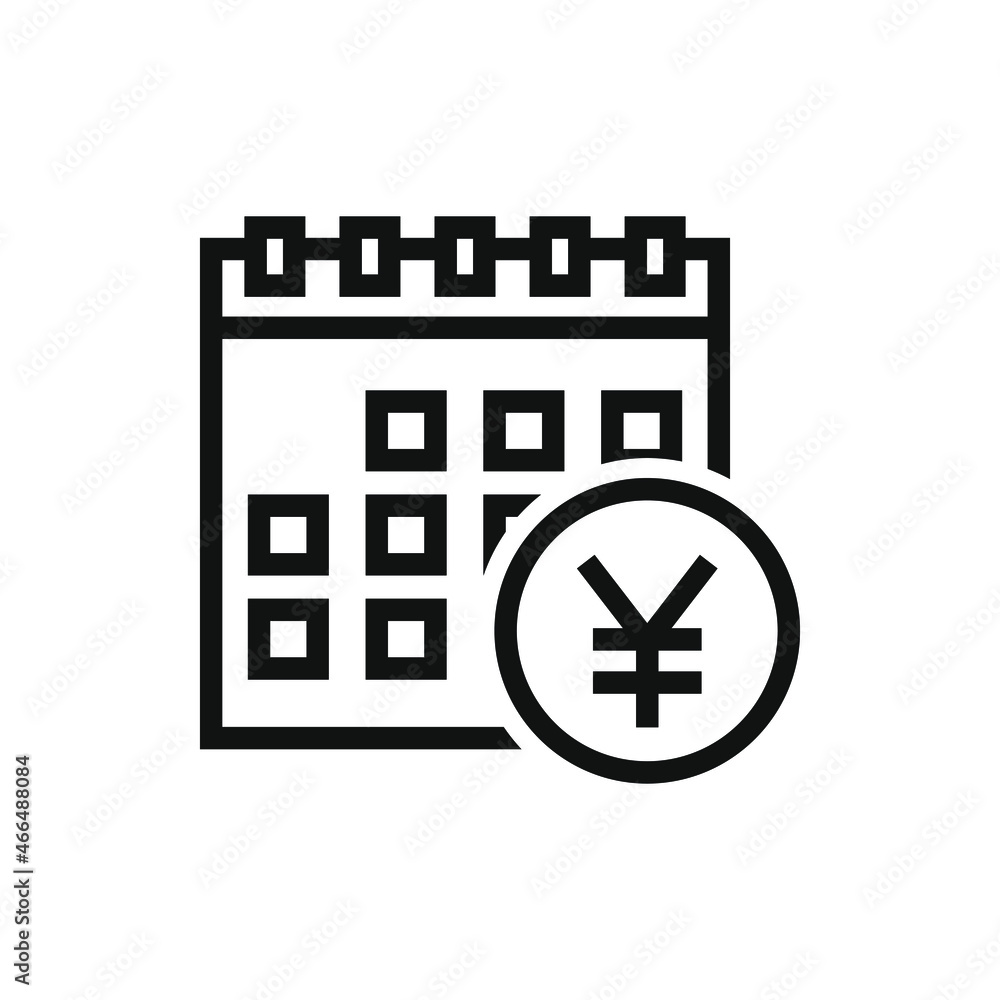 Yen money symbol and calendar. Payment schedule icon line style ...