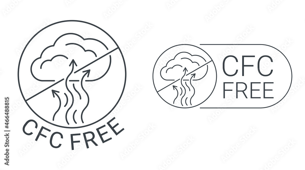 CFC free - strikethrough freon, flat emblem Stock Vector | Adobe Stock