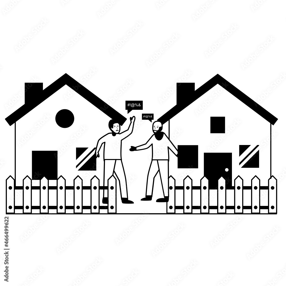invasion of privacy Concept, neighbour are fighting Vector Color Icon ...