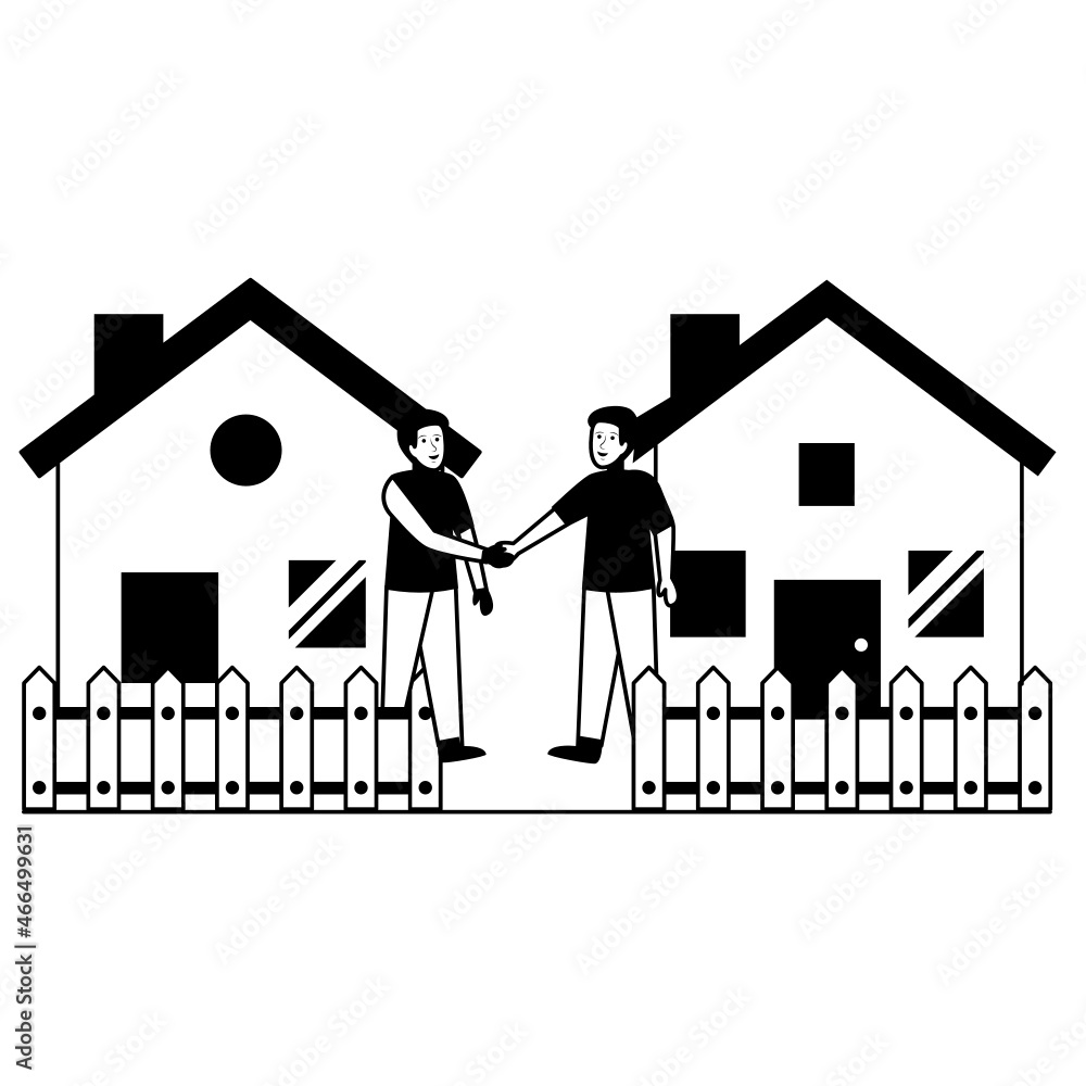 Peace or Conflict resolution Concept, Neighbours Shaking Hand Vector ...