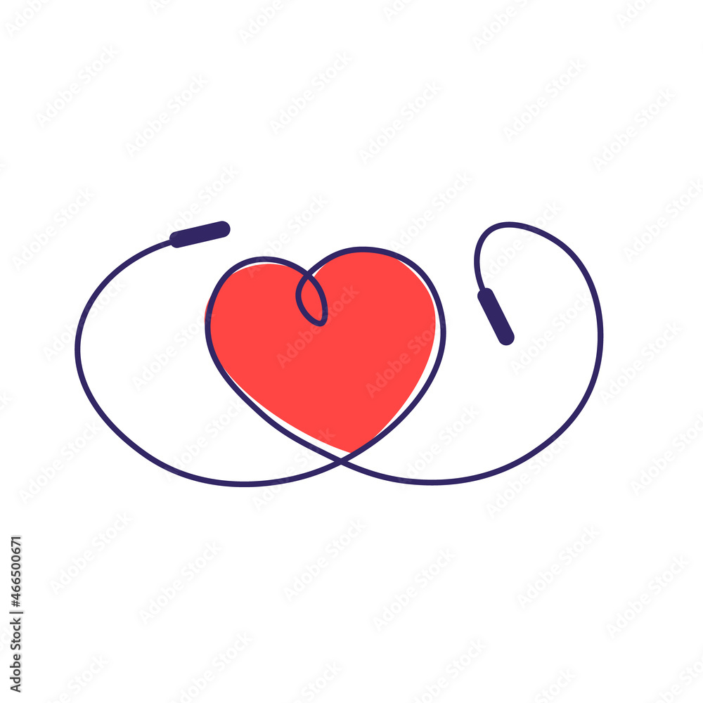 Jump rope heart shape icon. Clipart image isolated on white background ...