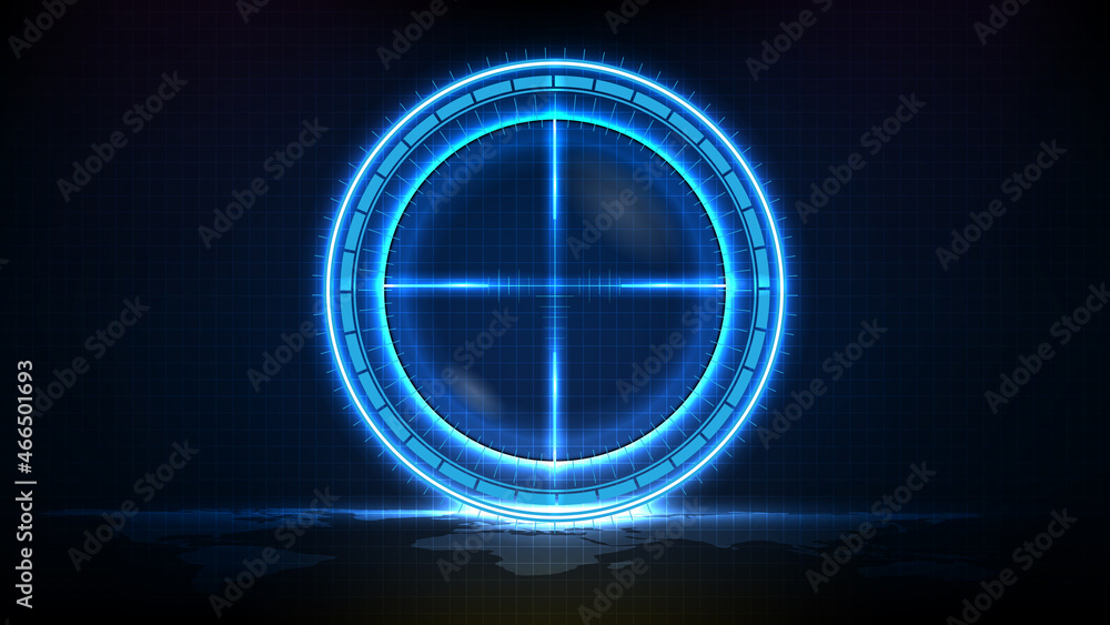 abstract futuristic background of blue technology sniper sight with ...