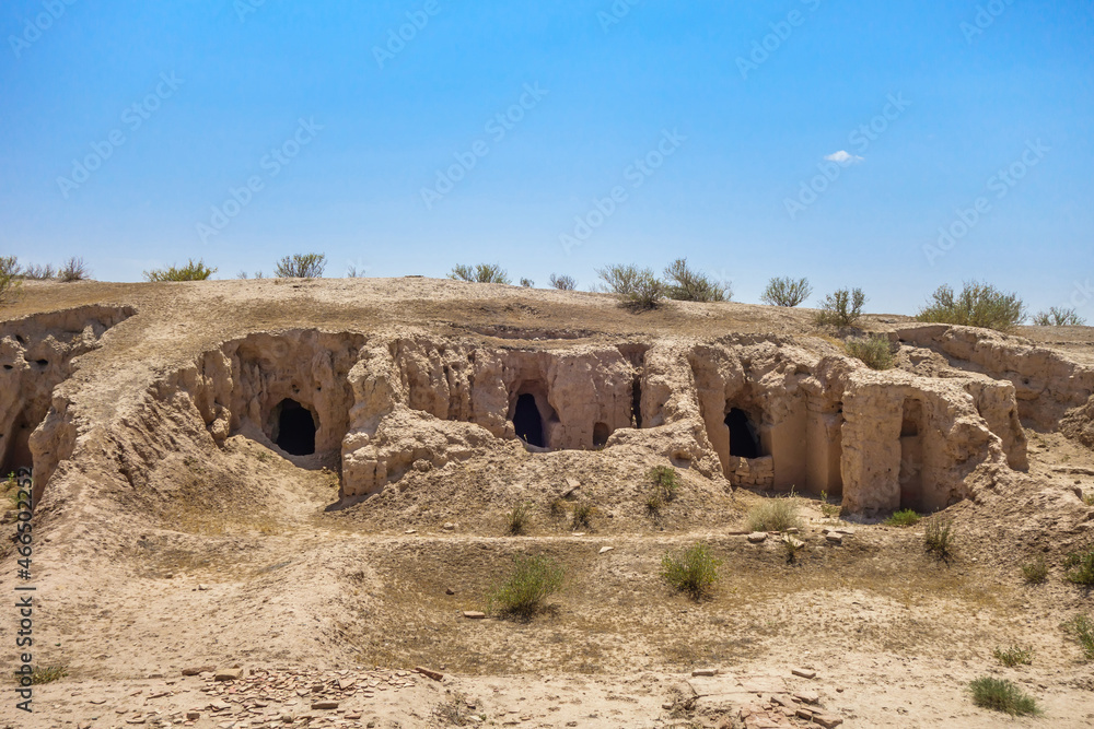 Underground cells of Buddhist monks on the Kara Tepe hill, Termez ...