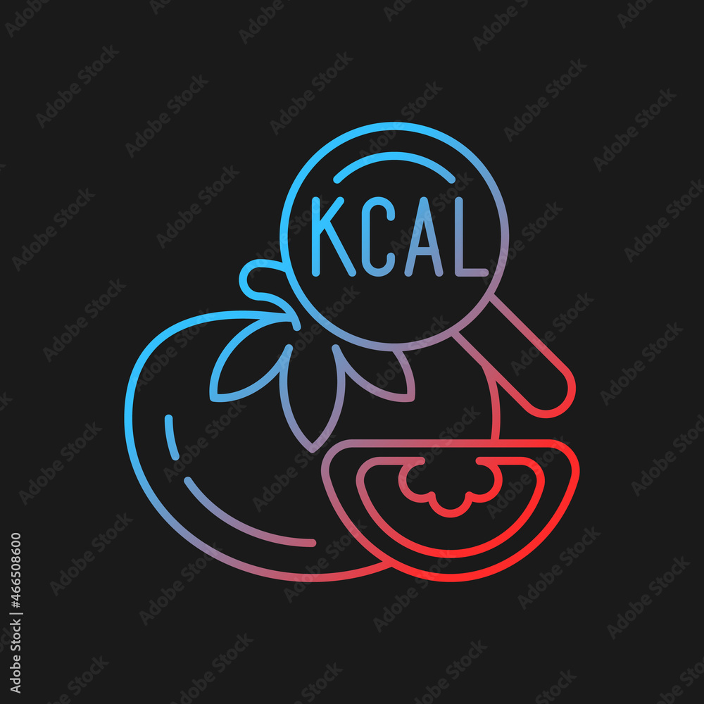 Energy content of food gradient vector icon for dark theme. Product ...