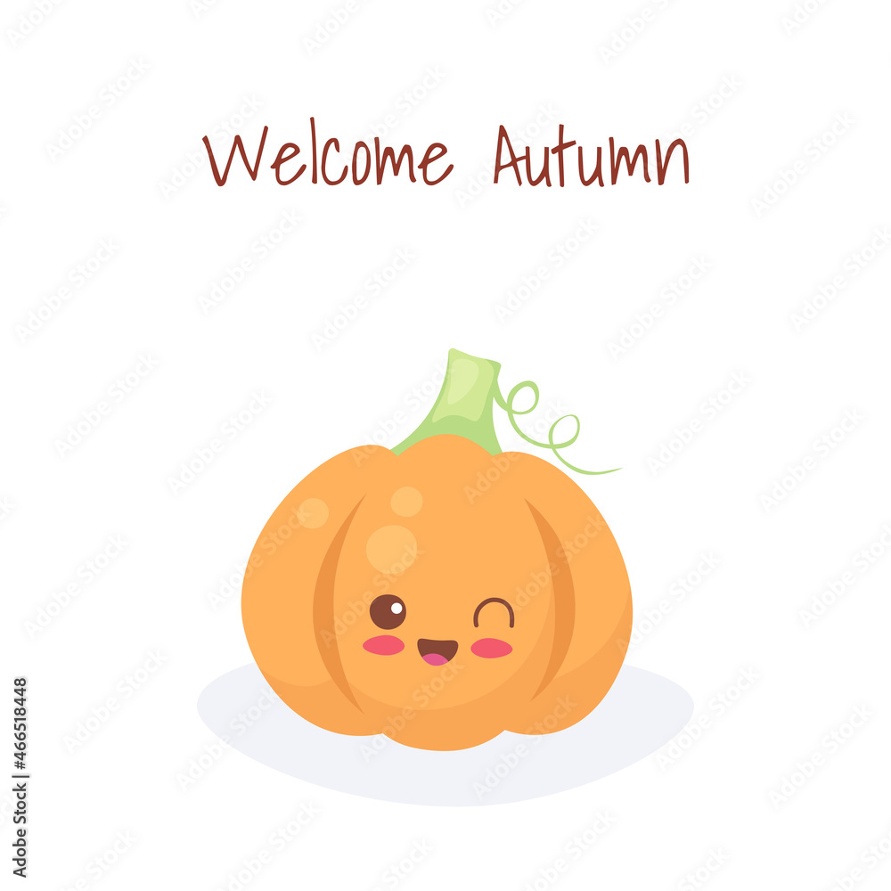Cute pumpkin drawing in light colors. Use for fall season decoration ...
