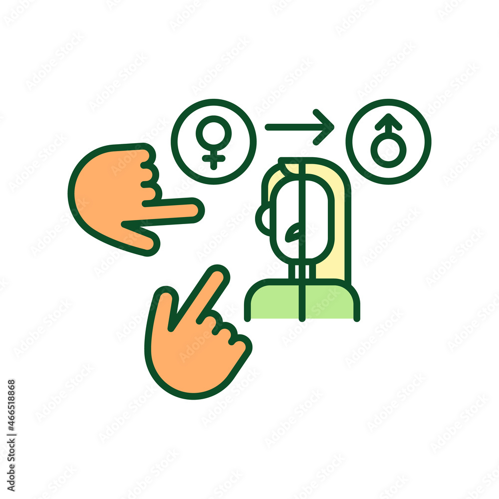 Transgender harassment RGB color icon. Gender-based violence ...