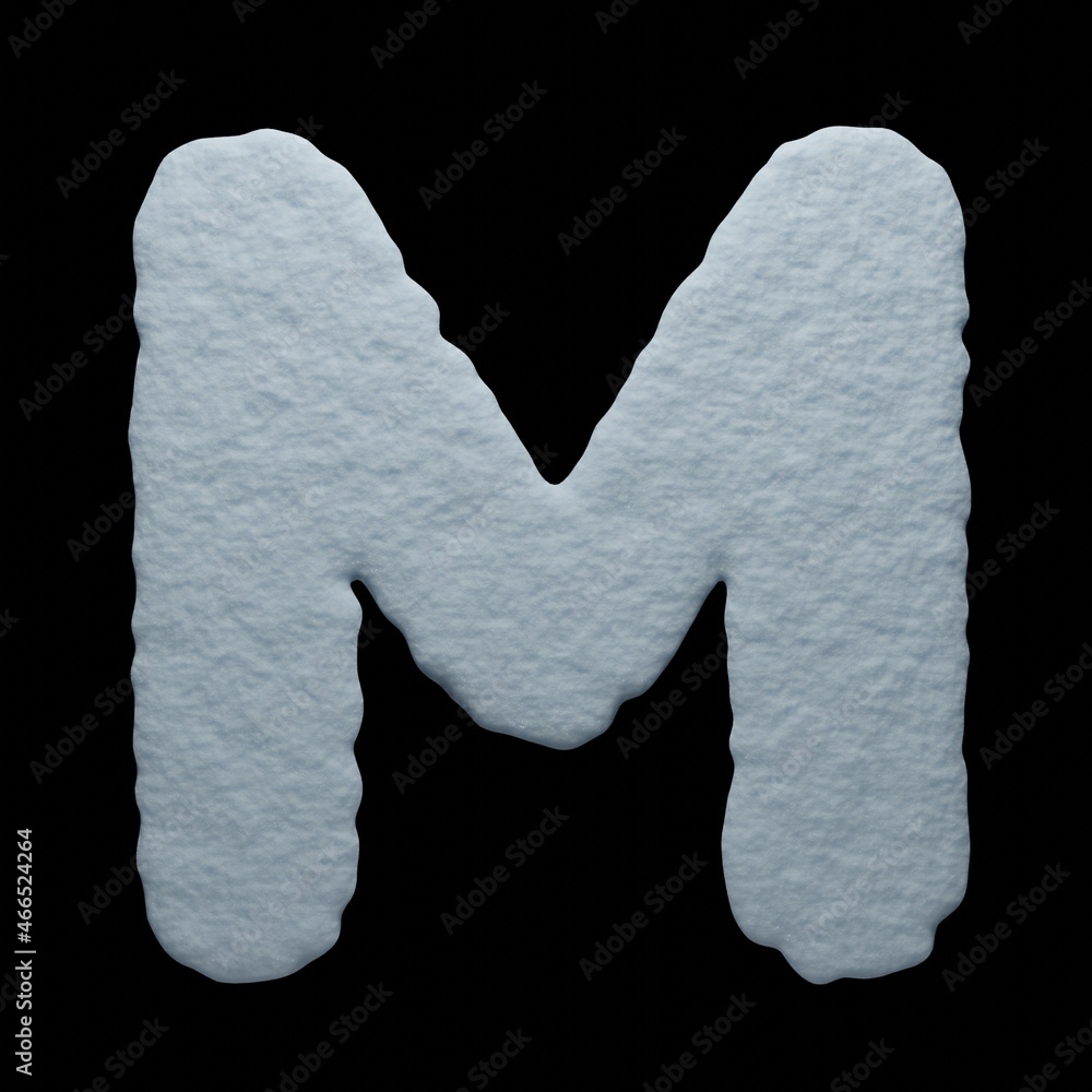 Snow font 3d winter christmas new year alphabet render uppercase letter ...