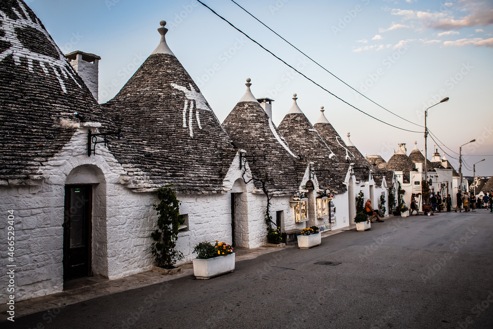 Walk around Alberobello in Italy. Sightseeing and walking. The famous ...